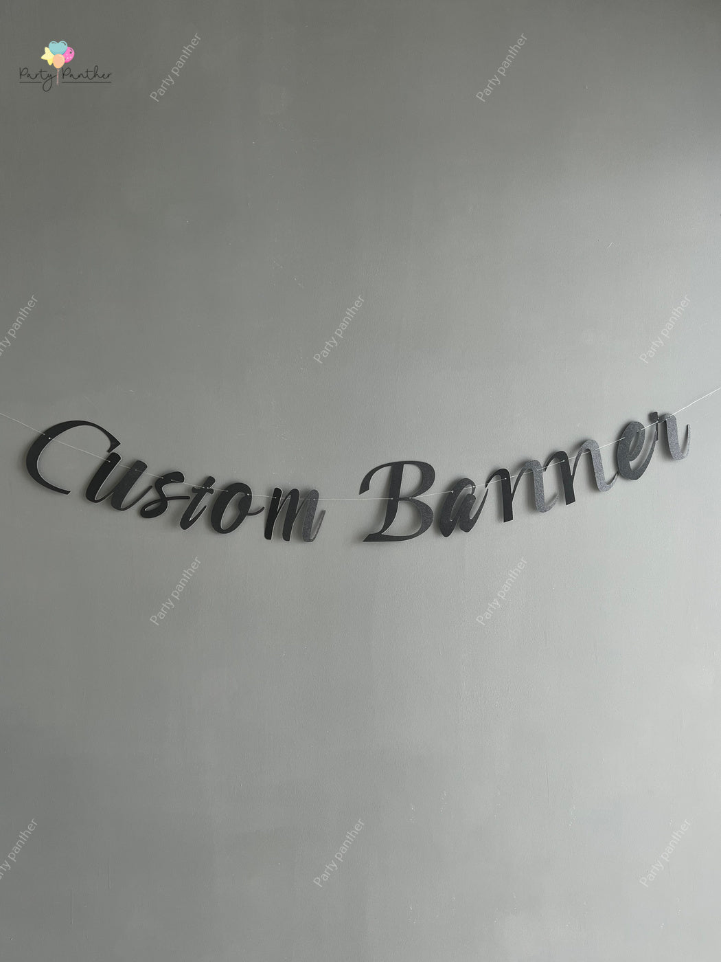 Customised Cursive Black Glitter Banner - Personalized Handmade party ...